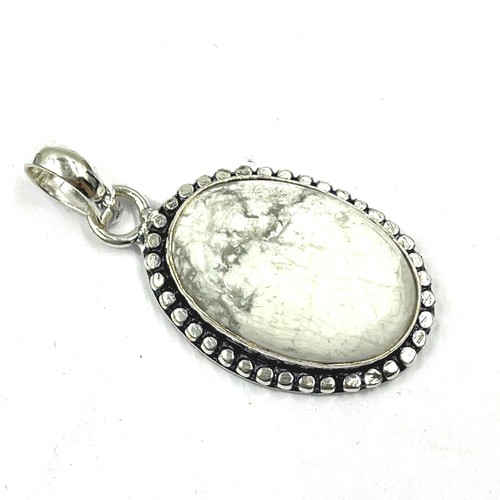925 Sterling Silver Natural Howlite Gemstone Handmade Jewelry Pendant ...