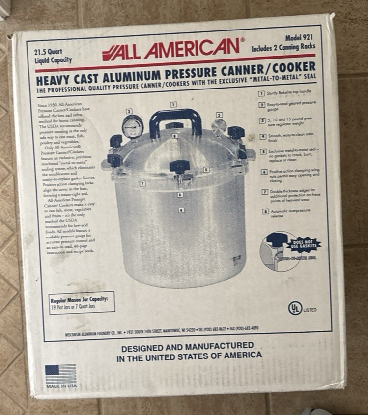 All American 921 21.5 Qt Heavy Cast Aluminum Pressure Cooker / Canner ...