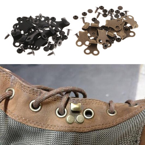 20 Sets Boot Lace Hooks Lace Fittings Rivets for Hiking Camping Black ...