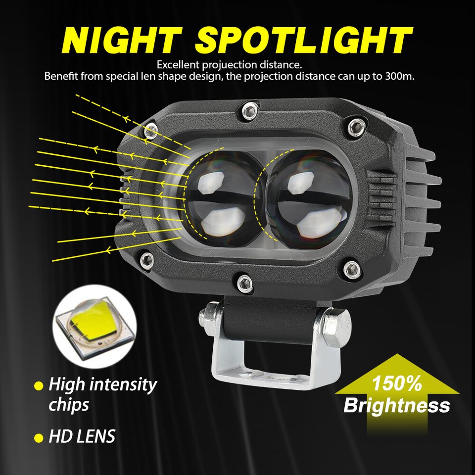 4inch LED Work Light Amber White Cube Pods Spot Flood Driving Fog Lamp ...