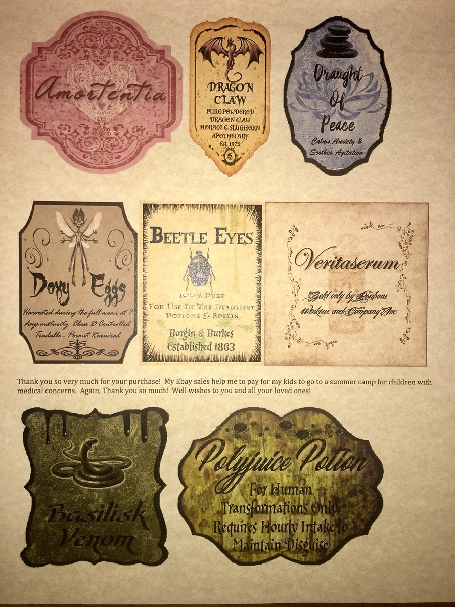 Blank Harry Potter Labels