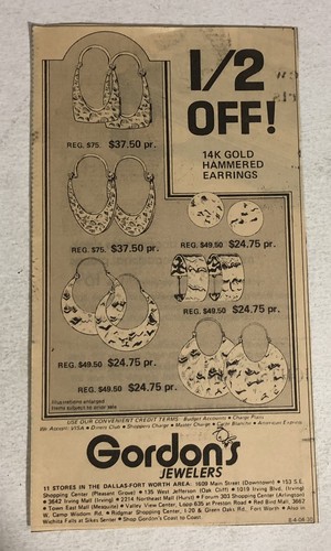 1977 Gordon’s Jewelers Vintage Print Ad Advert Dallas Fort Worth Texas ...