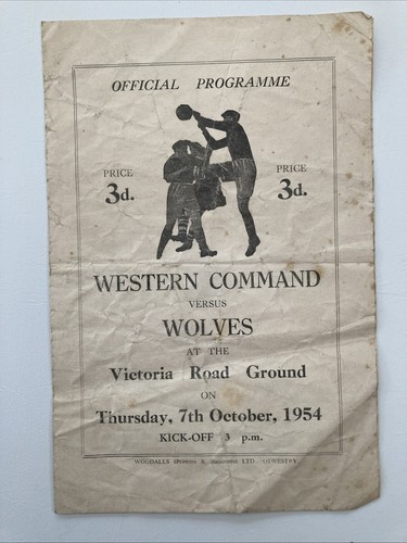 1954 RARE WOLVES v Western Command Football Programme 7th Oct | eBay UK