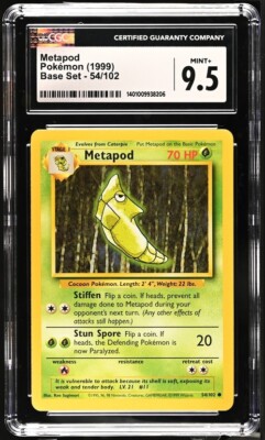 Metapod Pokemon (1999) Base Set Unlimited #54/102 CGC 9.5 MINT+ | eBay