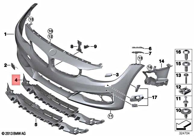 Genuine BMW F34 318d 320d 320dX 320i 320iX Insert Air Inlet Middle ...