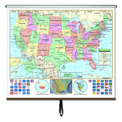 US Primary Classroom Wall Map on Roller | eBay