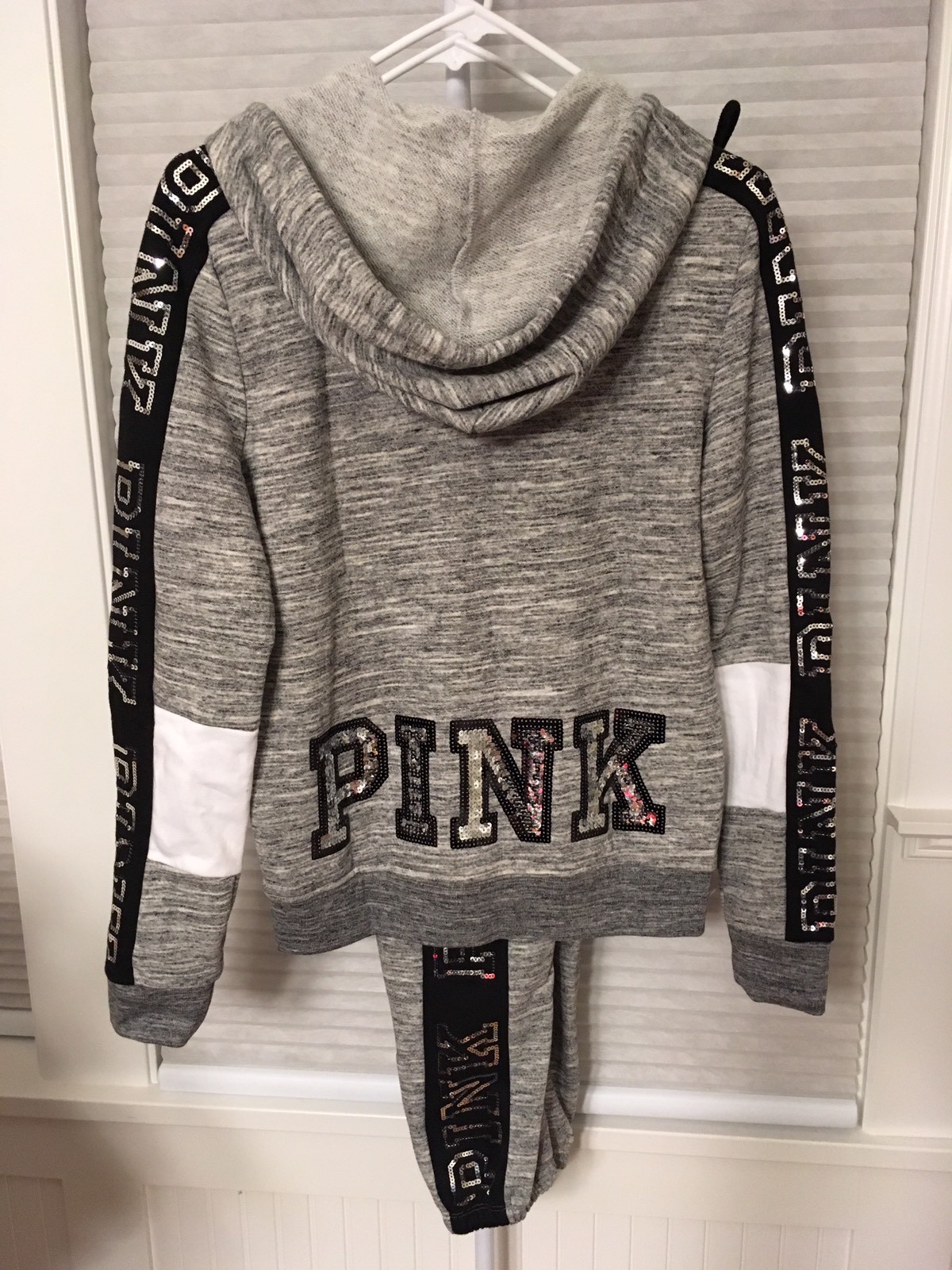 VS PINK BLING Colorblock Pullover Hoodie & Pant SET - munimoro.gob.pe