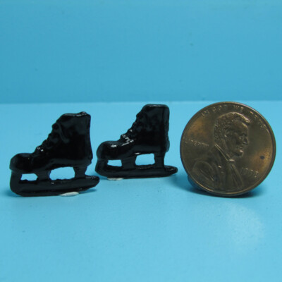 Dollhouse Miniature Sport Winter Pair of Black Ice Skates IM65531 | eBay