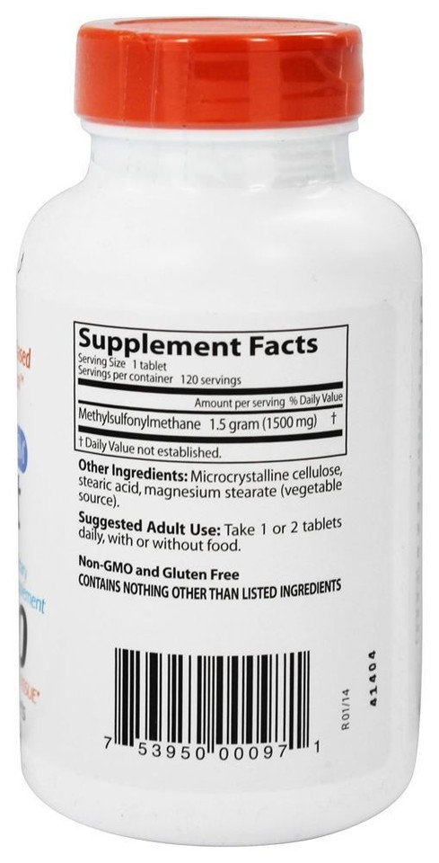 Doctor's Best, Best MSM 1500, 1500 mg, 120 Tablets ...