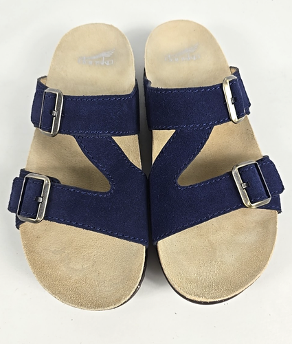 Dansko Womens DAYNA Navy Blue Suede Leather Comfort Sandals Sz 40 /US 9 ...
