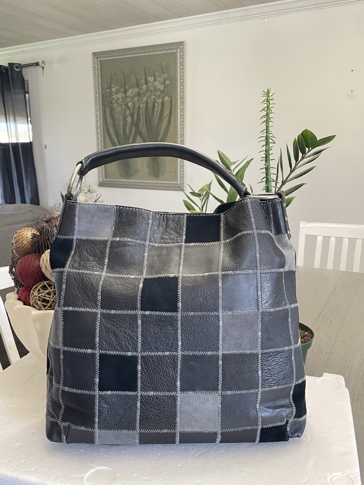 Patchwork Lucky Brand Inspired Black & Gray Suede an… - Gem