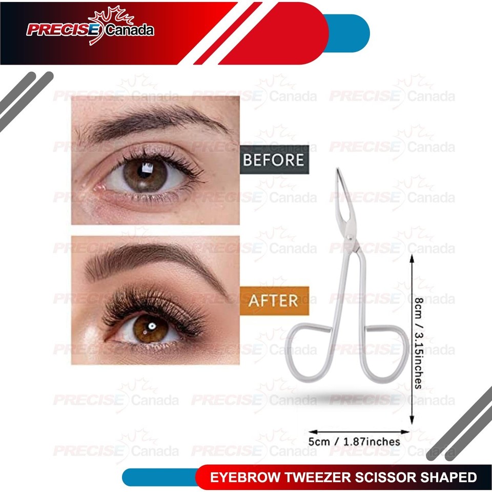 Eyebrow Tweezer Stainless Steel Scissors Shaped Slant Tip Tweezer Clip ...