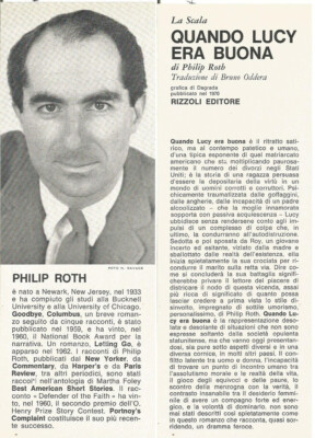 Segnalibro Rizzoli Editore : Quando Lucy era buona / Philip Roth (1968 ...