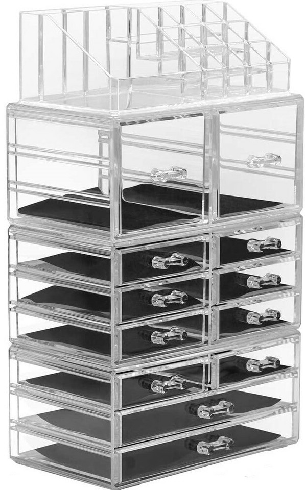 Extra Large Acrylic Makeup Organizer - 12 Drawers & 16 Comportments ...