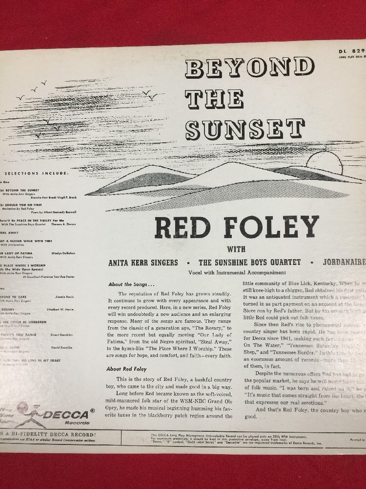 Red Foley Beyond The Sunset Gospel LP Album | eBay