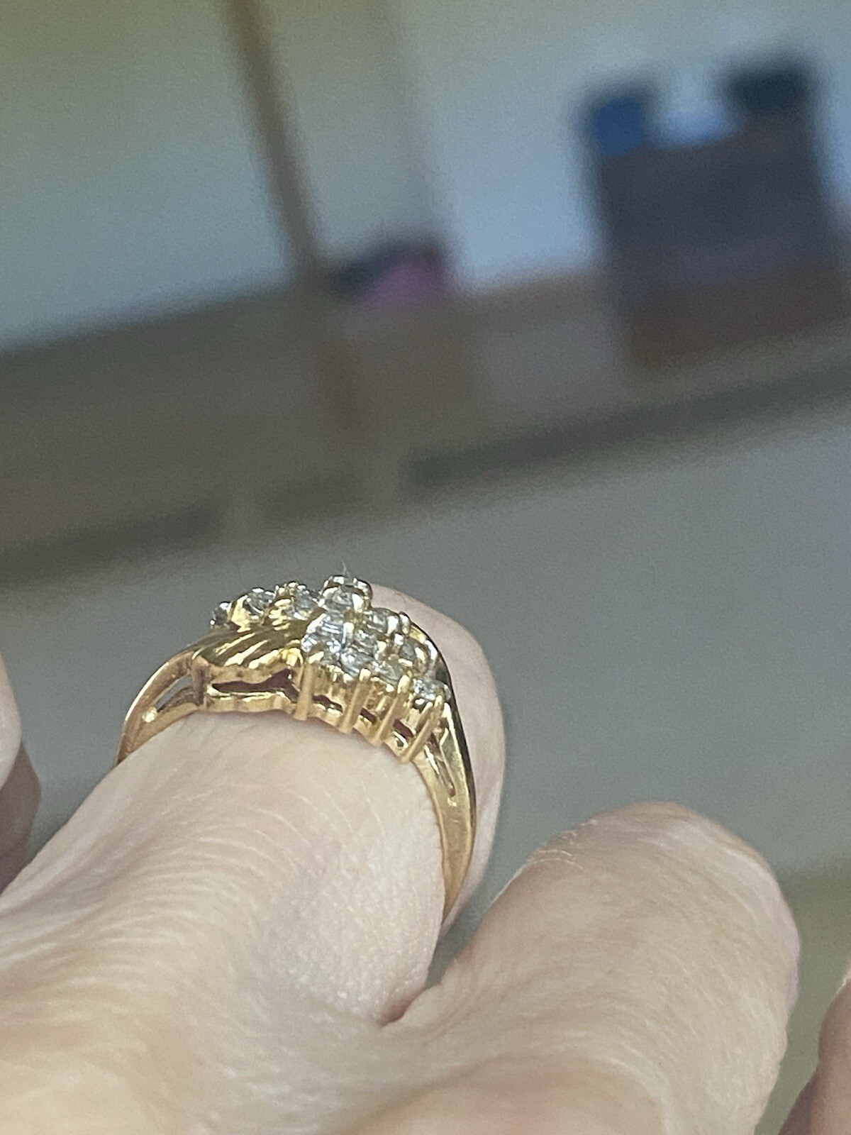 Firey, Sparkling 14k Yellow Gold Diamond Cluster Cocktail Ring .50 TCW ...