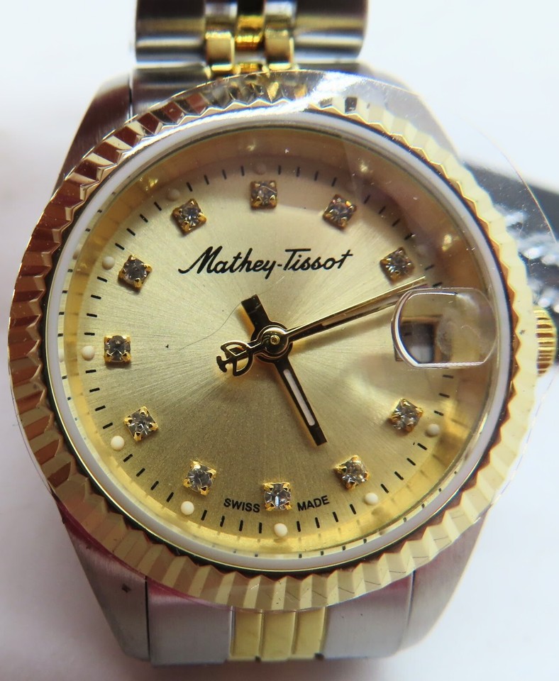 Mathey-Tissot Mathey II Quartz Crystal Ladies Watch, Gold/Silver, 26mm ...
