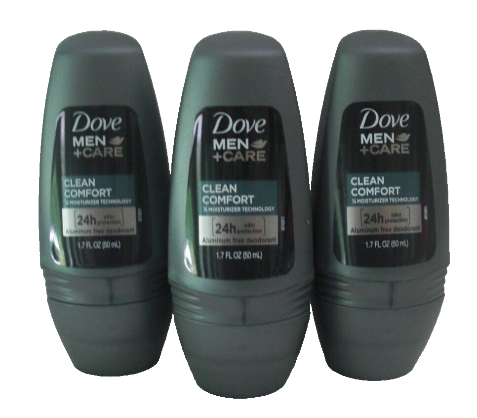 Dove Men Plus Care Clean Comfort Aluminum Free Roll On Deodorant LOT OF ...