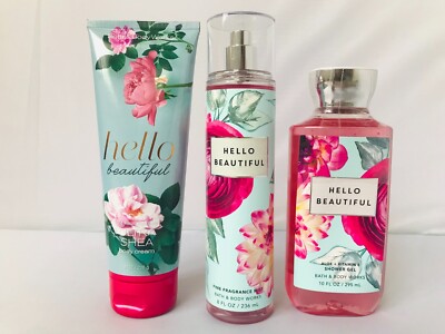 BATH & BODY WORKS HELLO BEAUTIFUL Fragrance Mist Shower Gel Body Cream ...