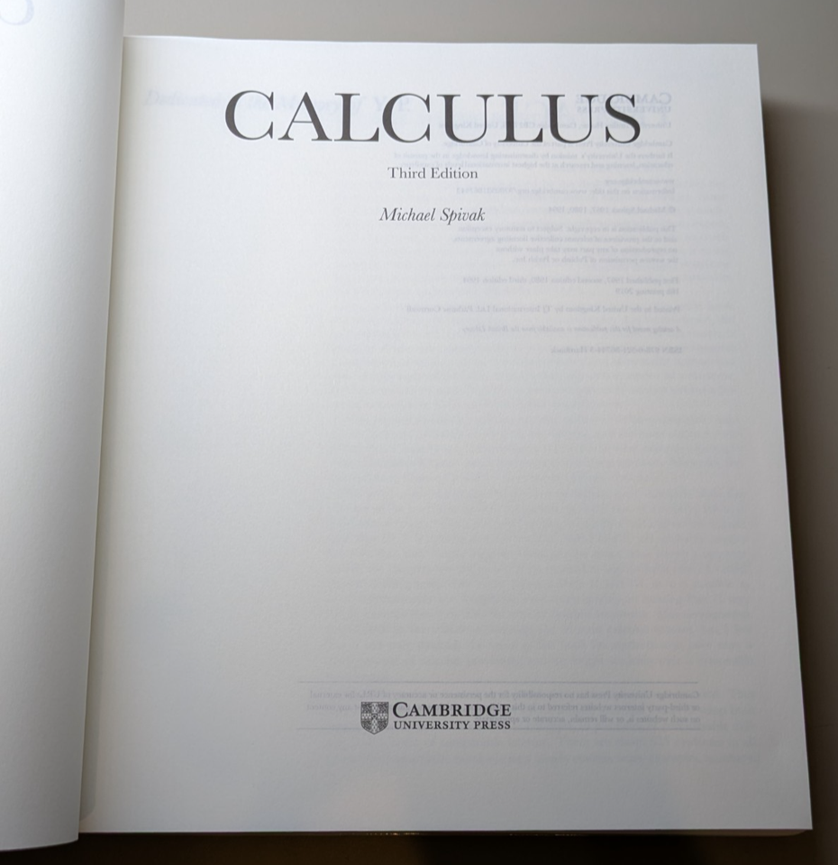 Calculus 3rd Third Edition by Michael Spivak (2006, Hardcover) | eBay