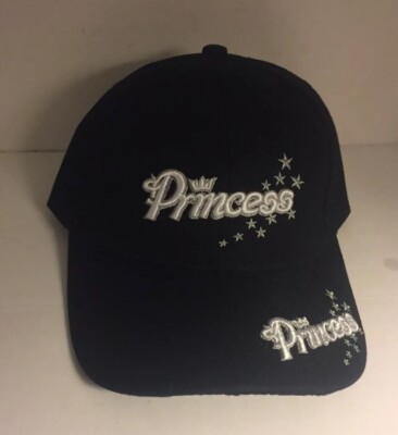 “Princess” Cap Hat BLACK W/ Embroidered (WHITE /SILVER )Size Adjustable ...