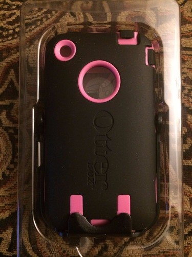 Authentic Black & Pink Otterbox Defender Series Case Cover Apple iPhone ...