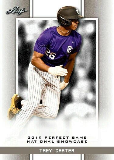 TREY CARTER 2019 "1ST EVER PRINTED" LEAF PERFECT GAME NIKE ROOKIE CARD ...