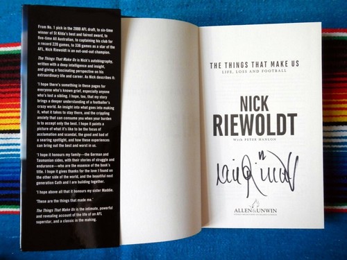 Signed Nick Riewoldt 'The Things That Make Us' Autobiography Book - COA ...