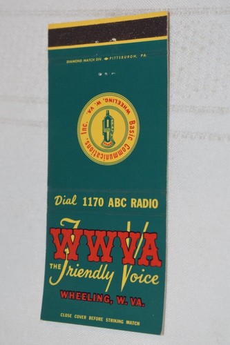 WWVA The Friendly Voice Radio West Virginia 30 Strike Matchbook Cover ...