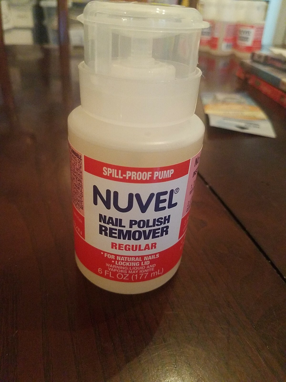 NUVEL Nail Polish Remover Regular for Natural Nails Locking Lid 6 FL Oz ...