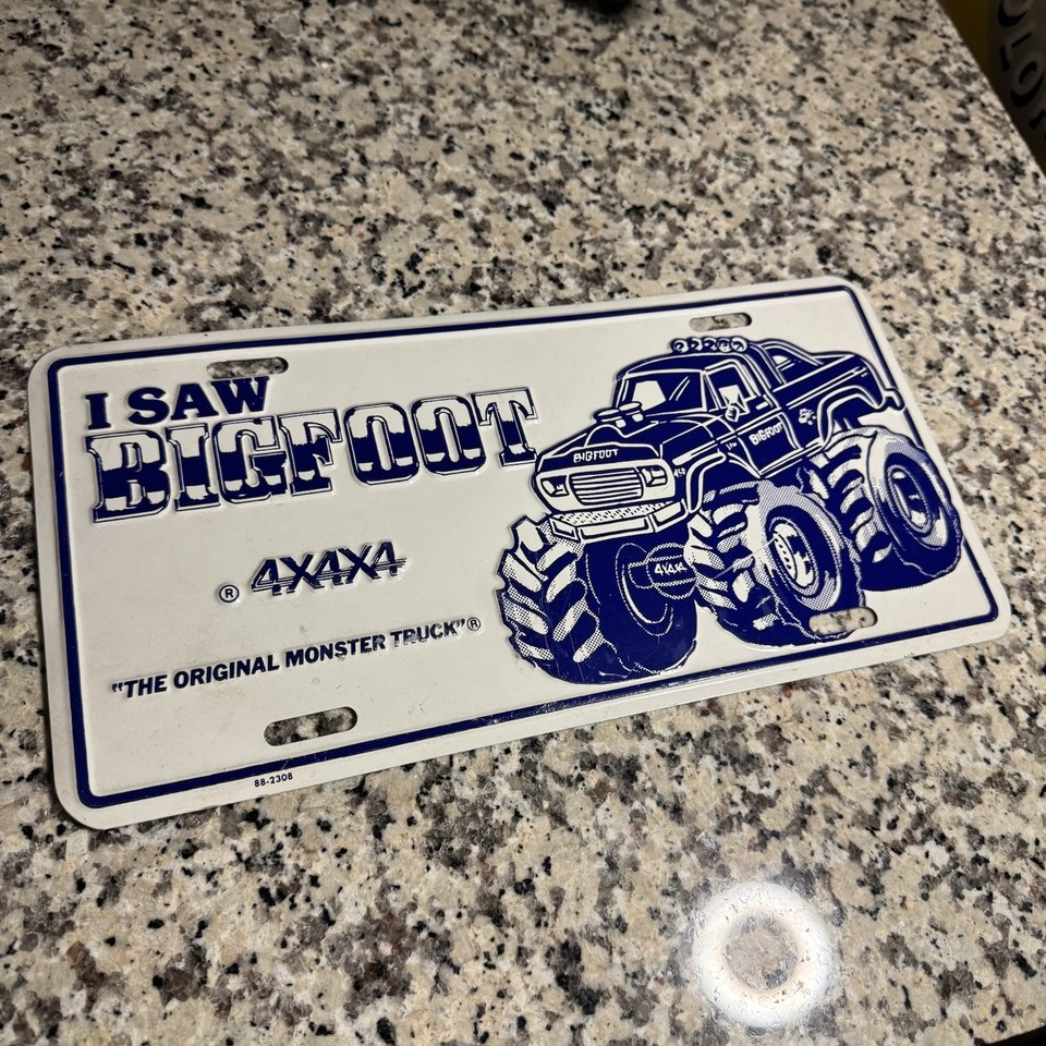 1988 Bigfoot Monster Truck Booster License Plate I Saw Bigfoot Ford 4x4 ...
