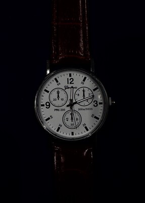 Geneva Watch: White Face, Brown Leather Strap, Battery Powered | eBay