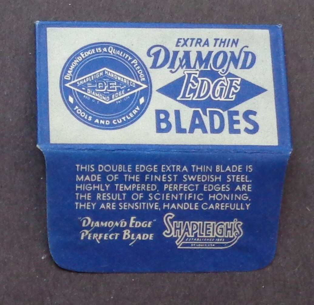 Vintage Razor Blade Shapleighs DIAMOND EDGE EXTRA THIN - VERY RARE (See ...