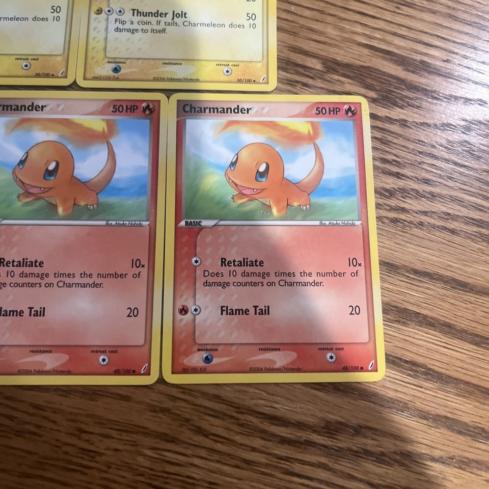 Lot of 5 Base Pokemon TCG • Charmander, Charmeleon 30/100, 48/100, 24/ ...