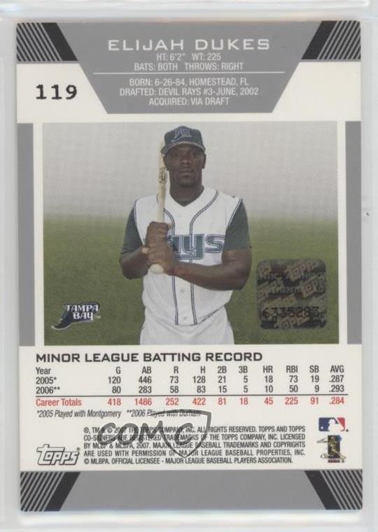2007 Topps Co-Signers Elijah Dukes #119 Rookie Auto RC | eBay