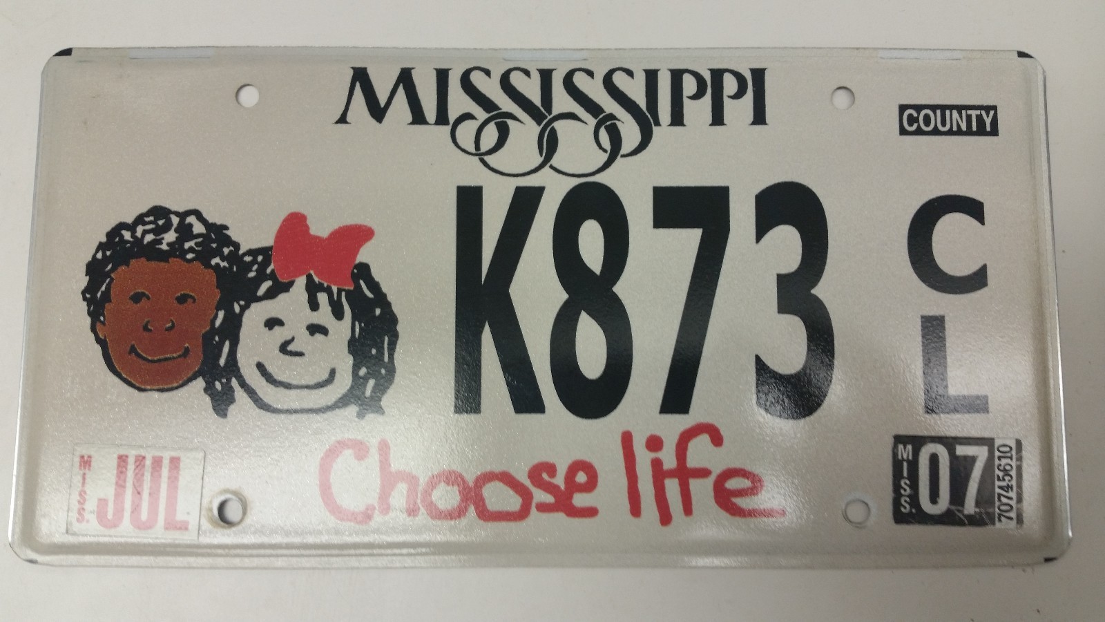 2007 MISSISSIPPI Choose Life License Plate K873 CL | eBay