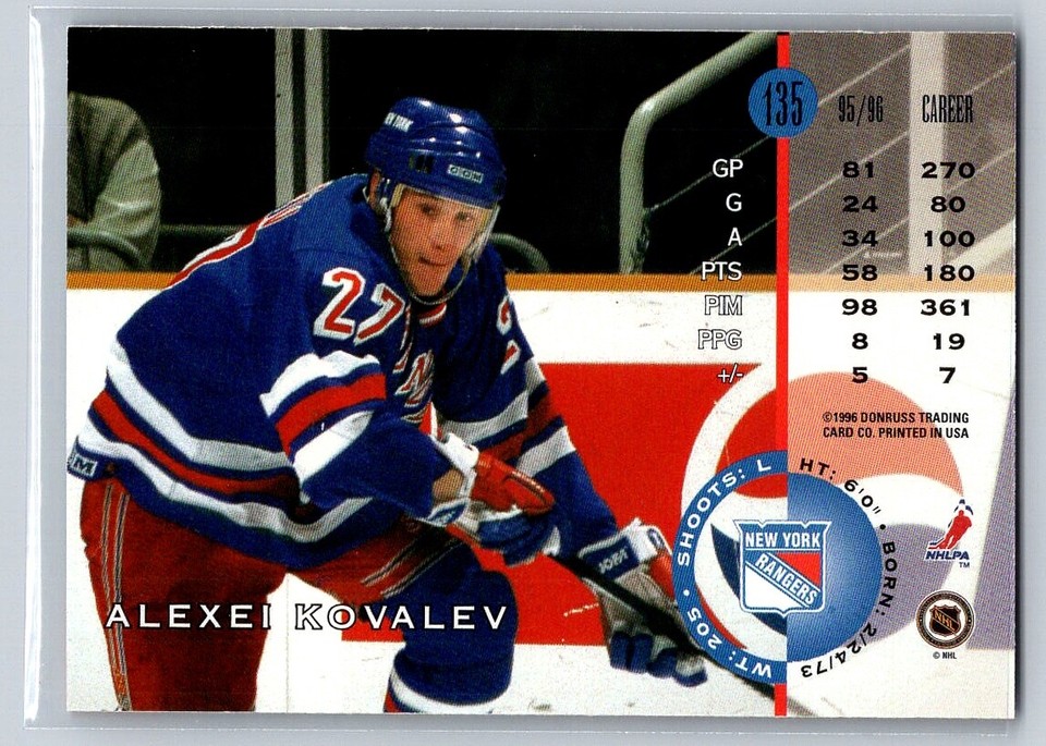 # 135 Alexei Kovalev New York Rangers 1996-97 Leaf | eBay