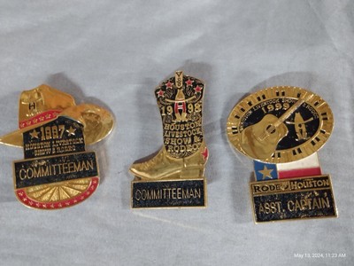 Vintage Houston Livestock Show & Rodeo Committee Man Metal Badges 1997 ...