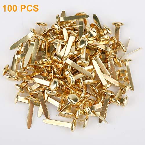 100 PCS Mini Brads Brass Fasteners 20 x 8mm Brass Metal Paper Fasteners ...