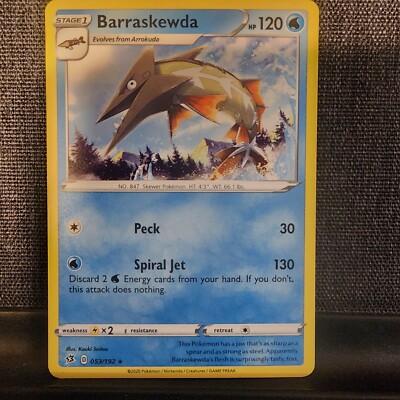 Pokémon TCG Barraskewda Rebel Clash 053/192 Regular Rare | eBay