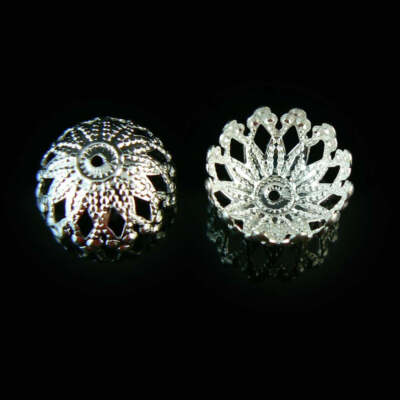 12 x 6mm silver plated brass filigree dome bead cap beads, 12 pieces | eBay