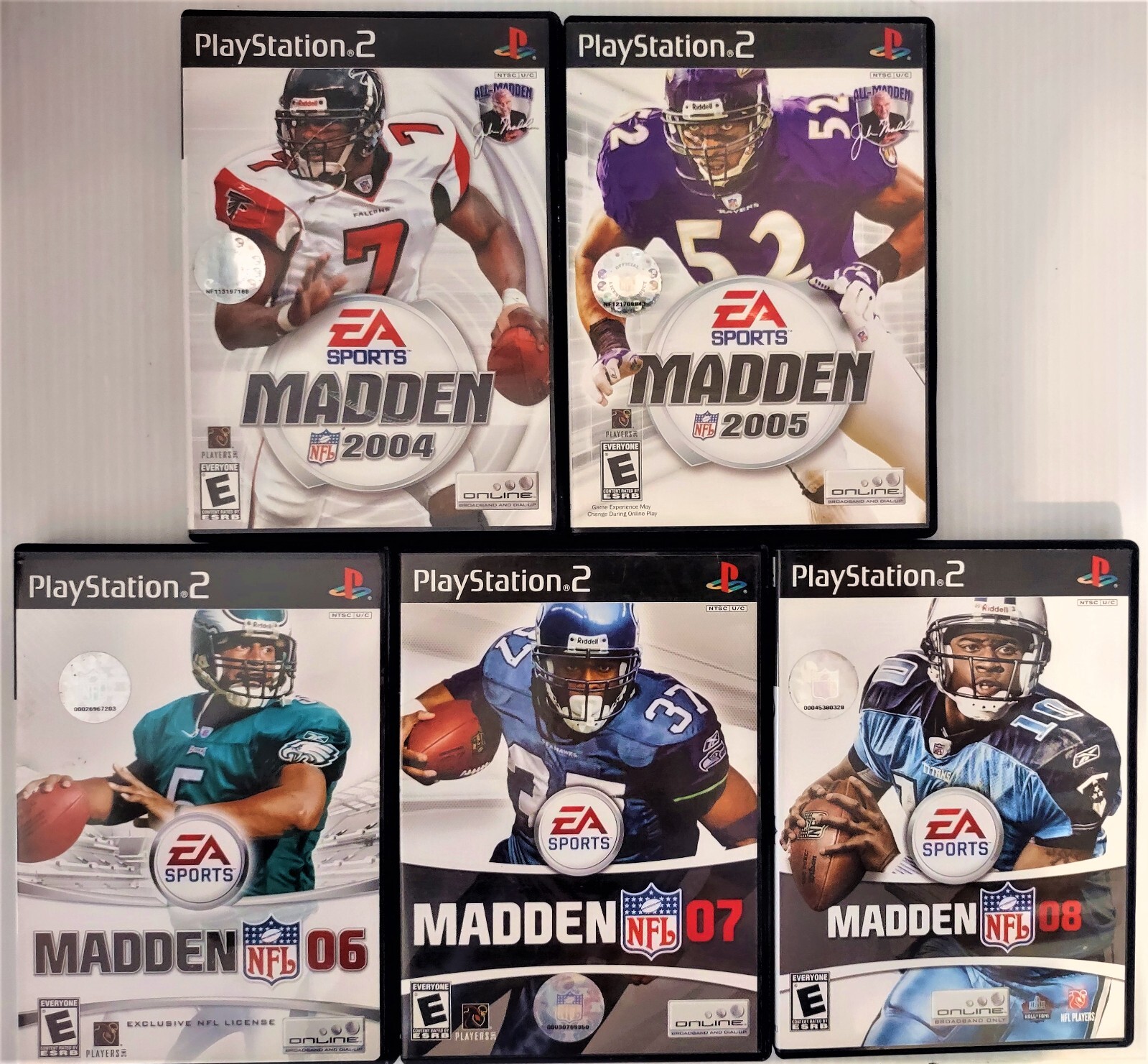PS2 : Madden NFL 2004, 2005, 2006, 2007, 2008 - All w/manuals except ...