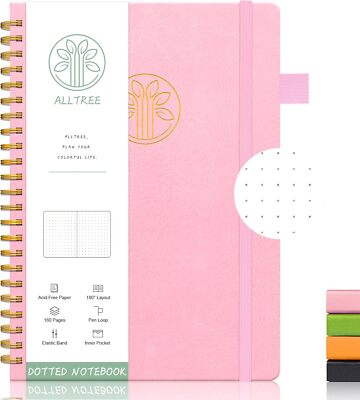 Spiral Dot Grid Notebook Journal Paper Notebook Hardcover Spiral Pink ...