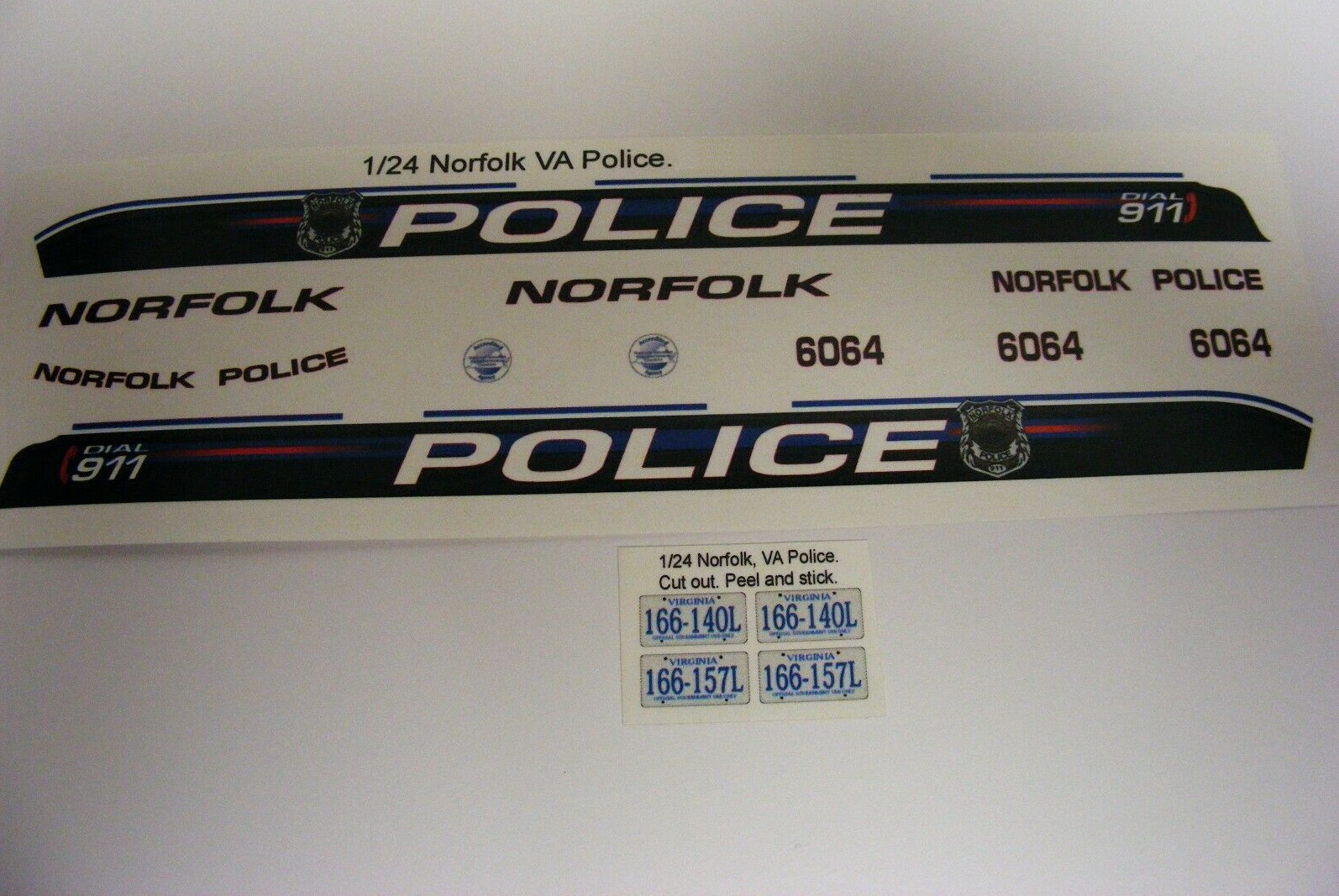 Norfolk, VA Police 1:24 Water Slide Decals For Diecast Model Police SUV ...