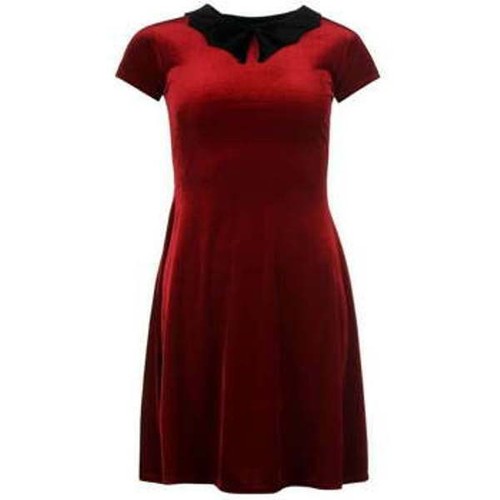 Femmes Rouge Velours 50's 60's Chauve-Souris Col Robe Rockabilly ...