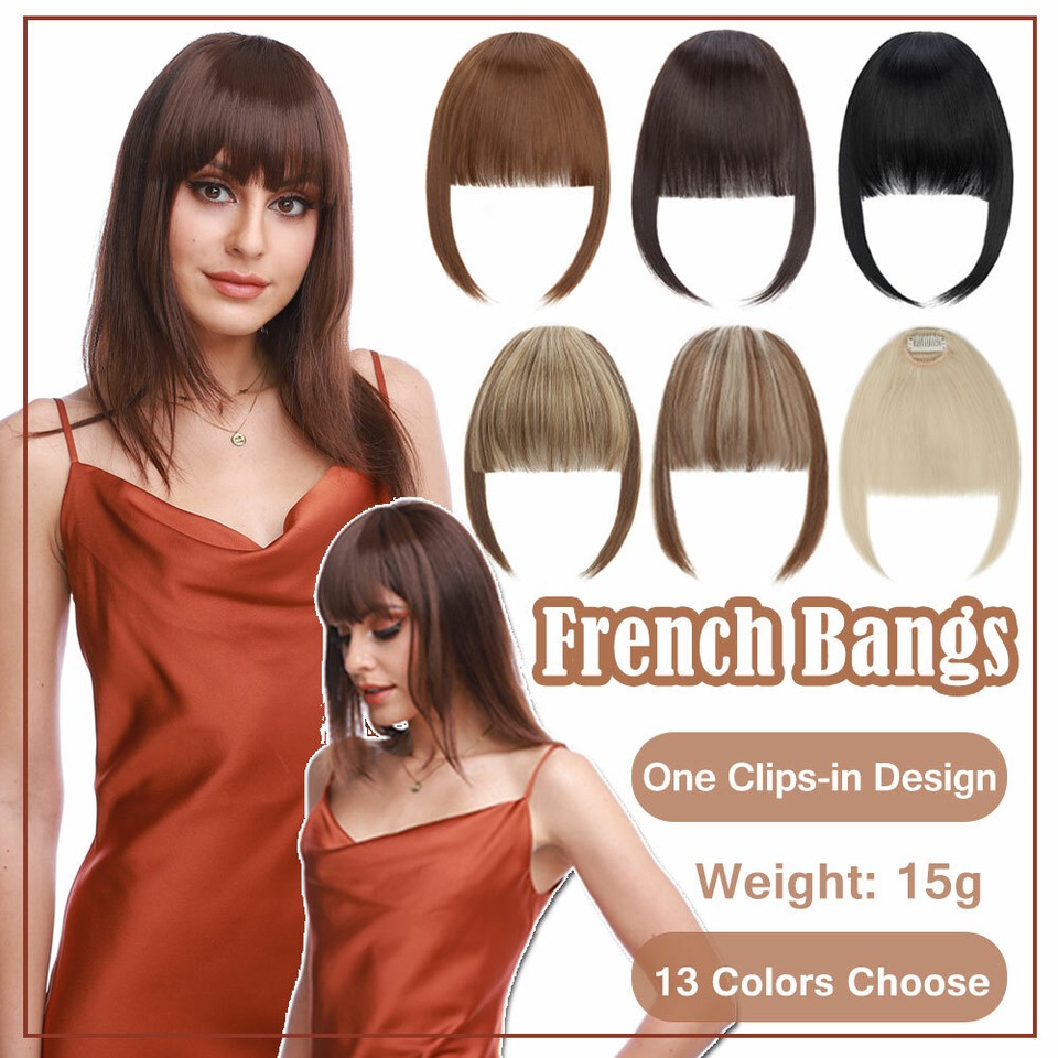 Straight Front Bangs Fringe Piece Clip In Hair Extensions Remy style ...
