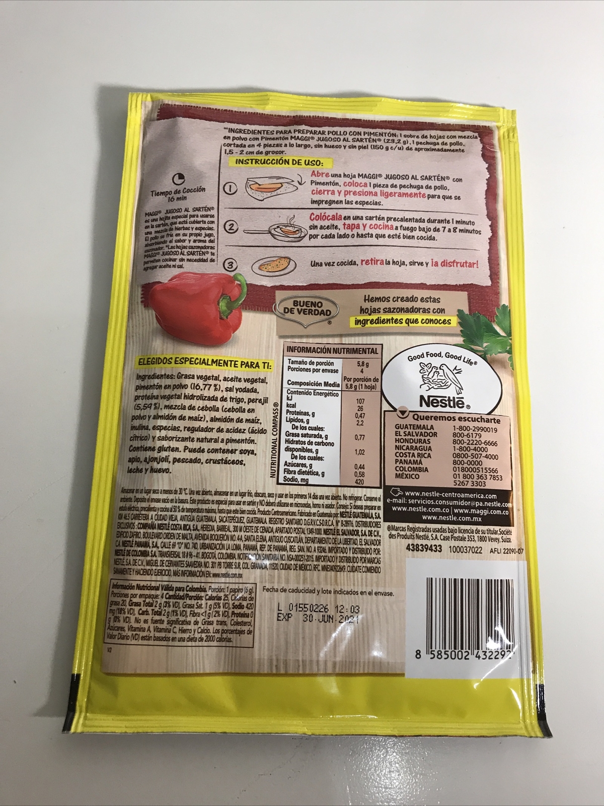 4-Pk Maggi Jugoso al Sarten 4 Hojas Maggi Seasoning 4 Sheets 23.2g/.8oz ...