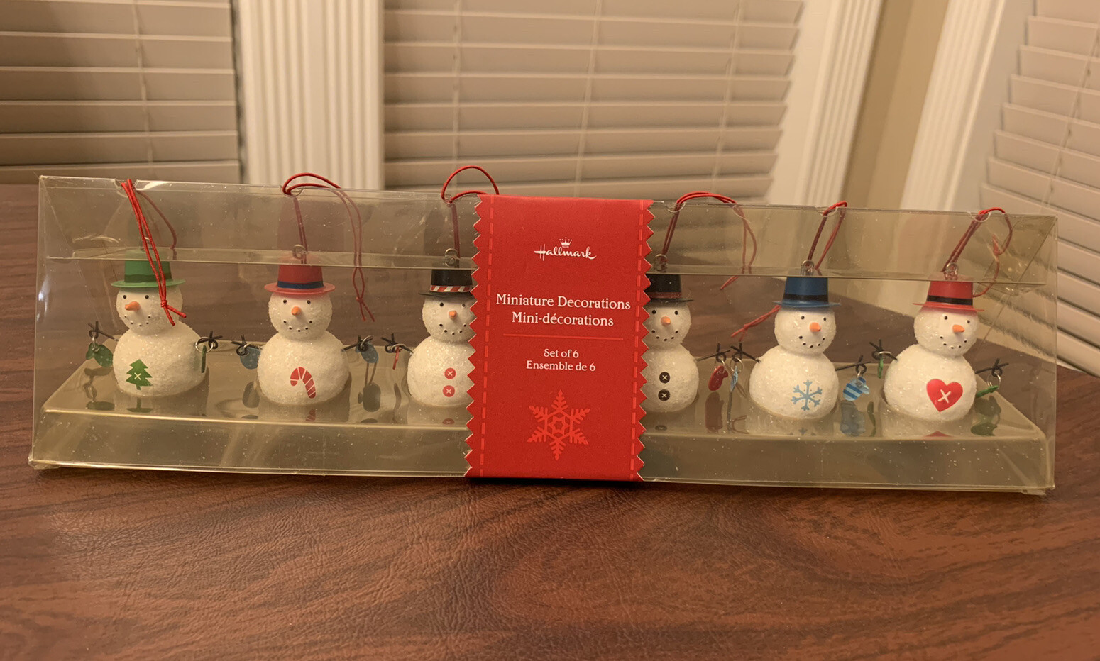 Hallmark Set of 6 Miniature Decorations Ornaments Glittery Snowmen for ...