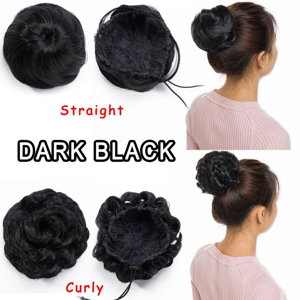 Real Natural as human Curly Bun Hairpiece Drawstring Clip In Hair ...