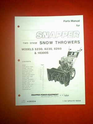 SNAPPER 2 STAGE SNOWTHROWER SNOWBLOWER MODELS 5230 8230 8260 10300S ...